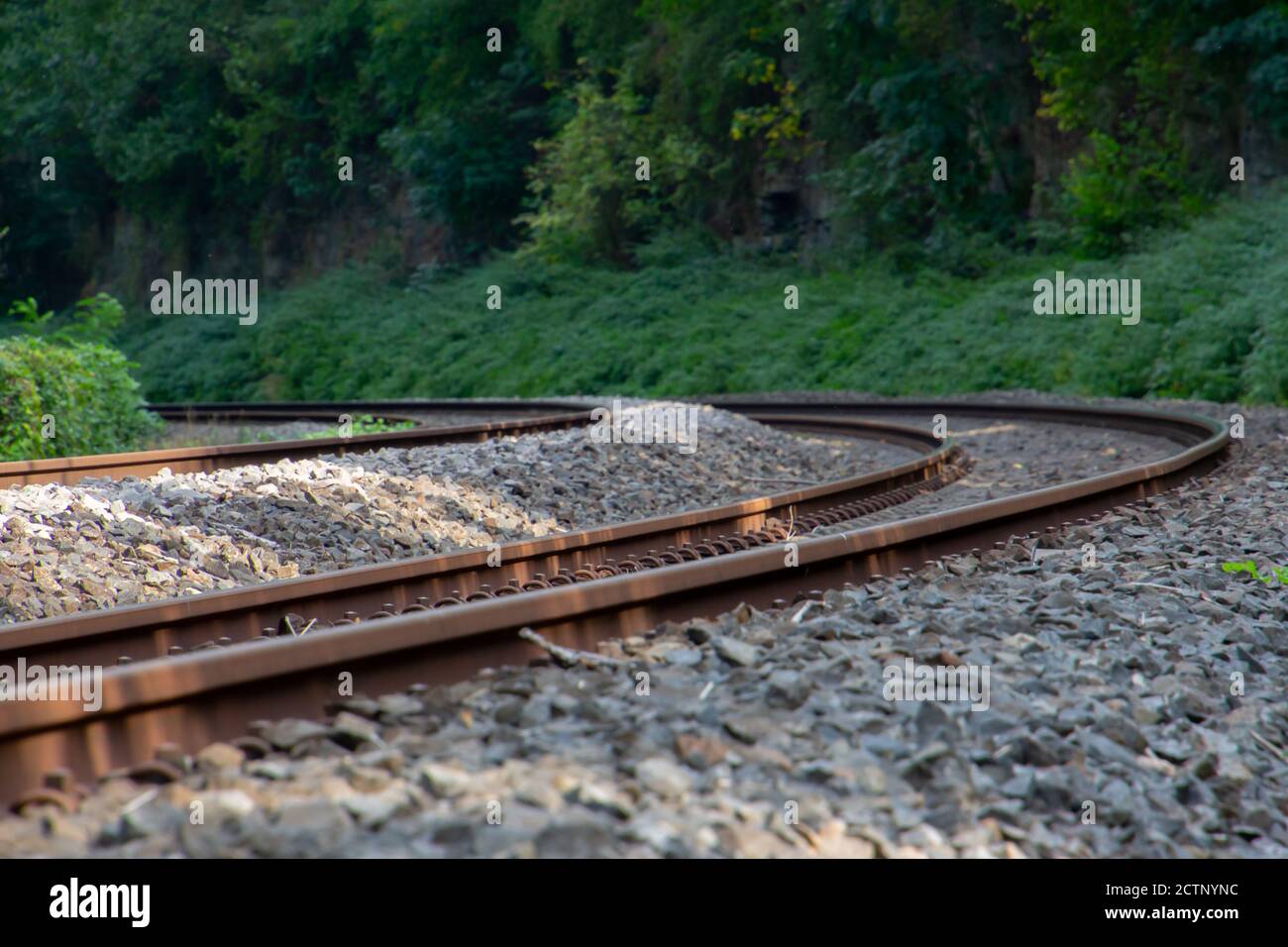Railroad tracks in a curve Stock Photo - Alamy