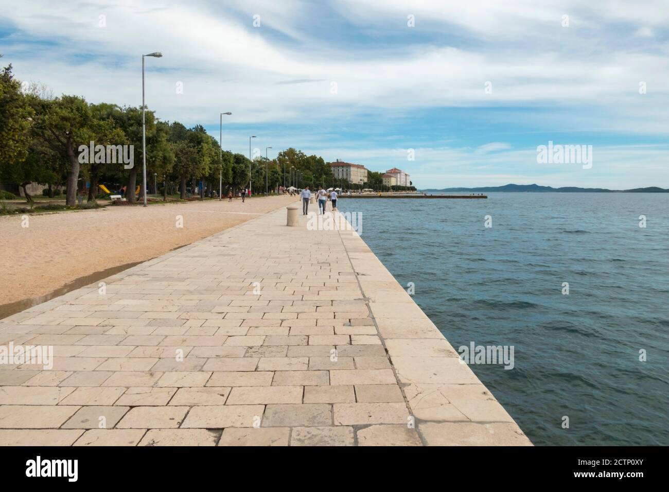 Waterfront of Zadar, facing the Adriatic Sea, Croatia. On second plane ...