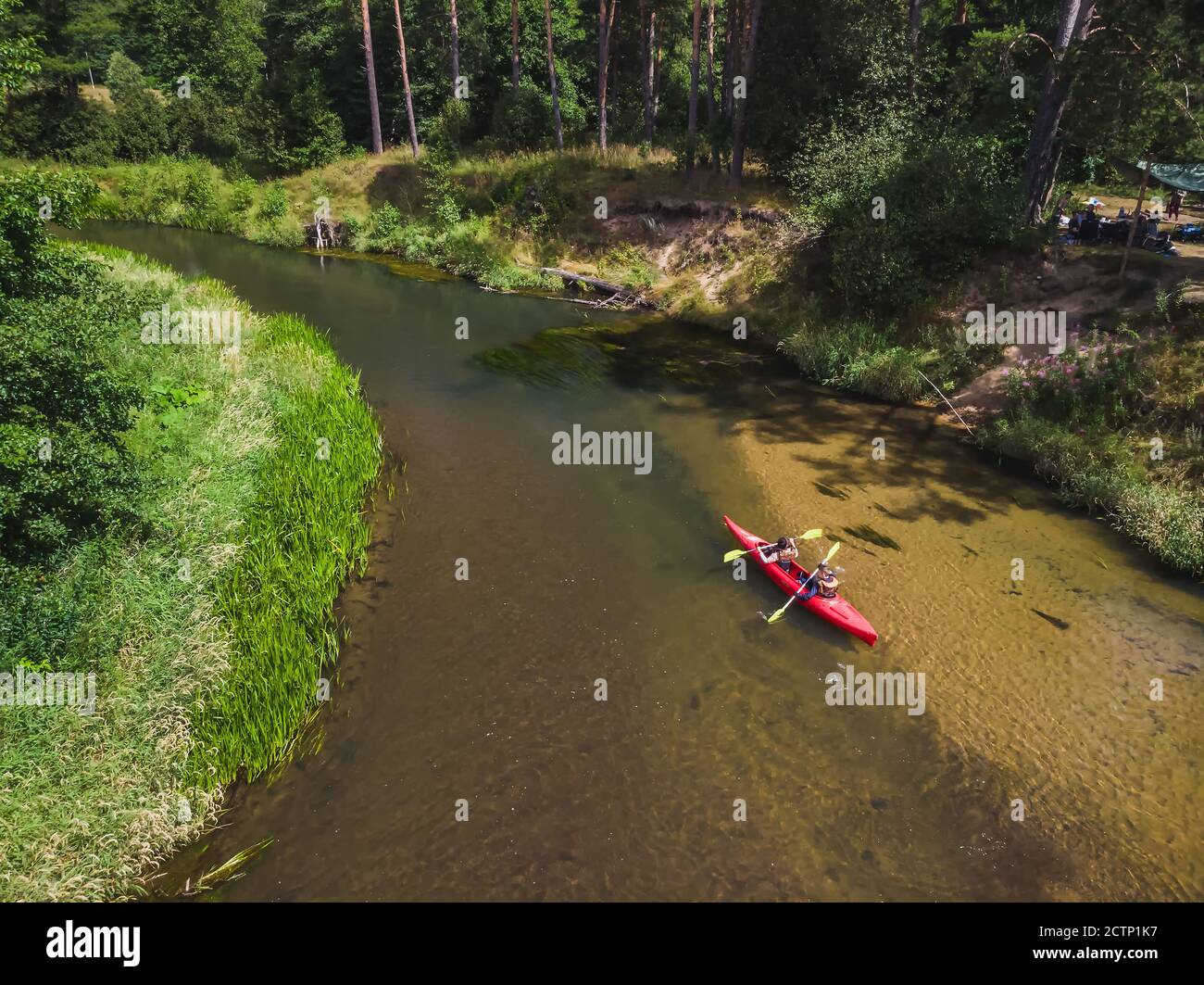 Aerial view of river Isloch famous place for kayaking in Belarus Stock ...