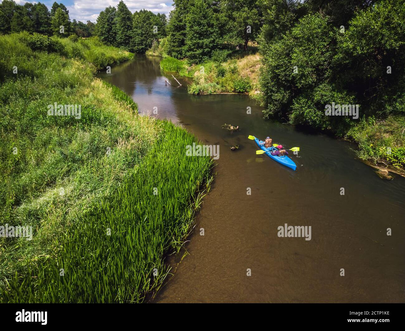 Aerial view of river Isloch famous place for kayaking in Belarus Stock ...
