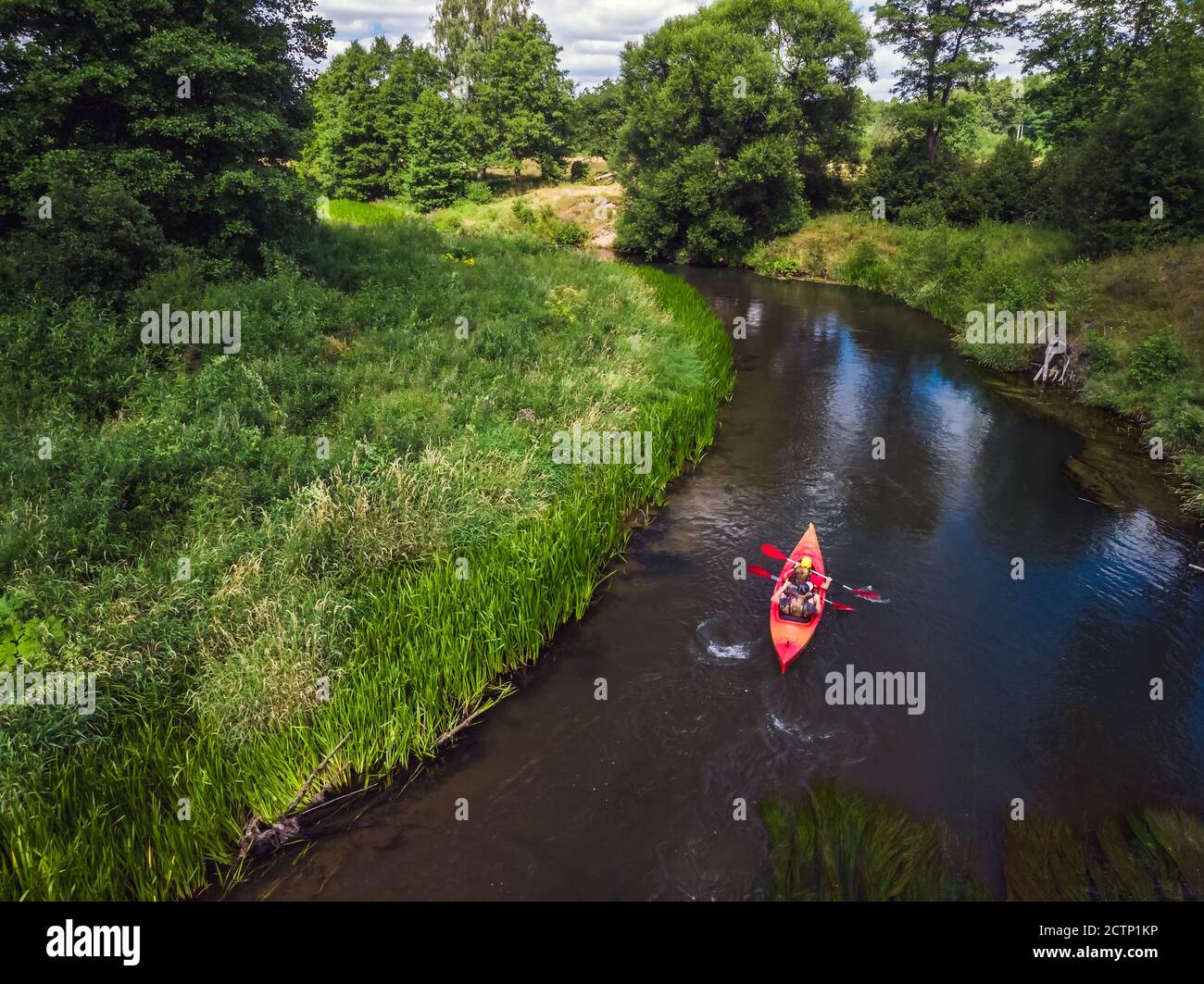 Aerial view of river Isloch famous place for kayaking in Belarus Stock ...