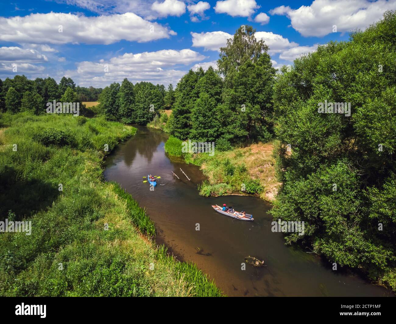 Aerial view of river Isloch famous place for kayaking in Belarus Stock ...