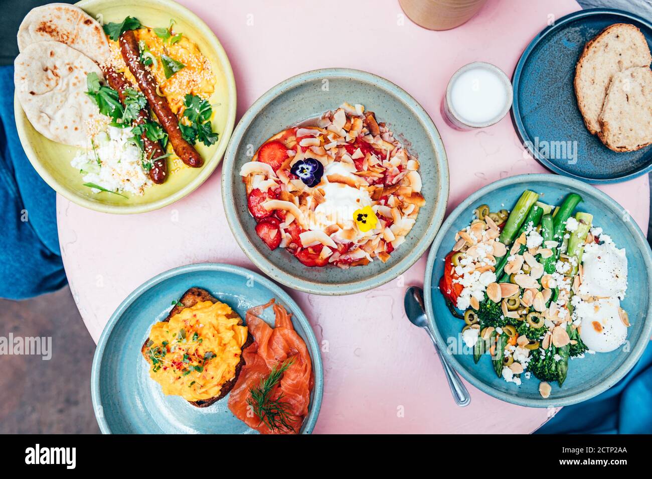 Healthy Breakfast in Trendy Cafe Stock Photo - Alamy