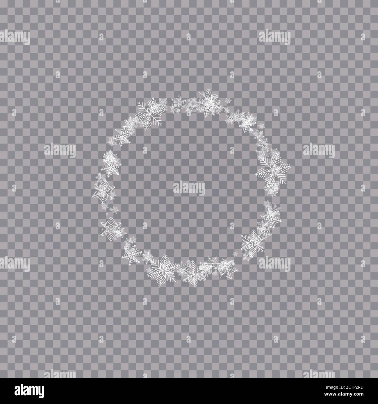 Round winter snow frame border with stars, sparkles and snowflakes on ...