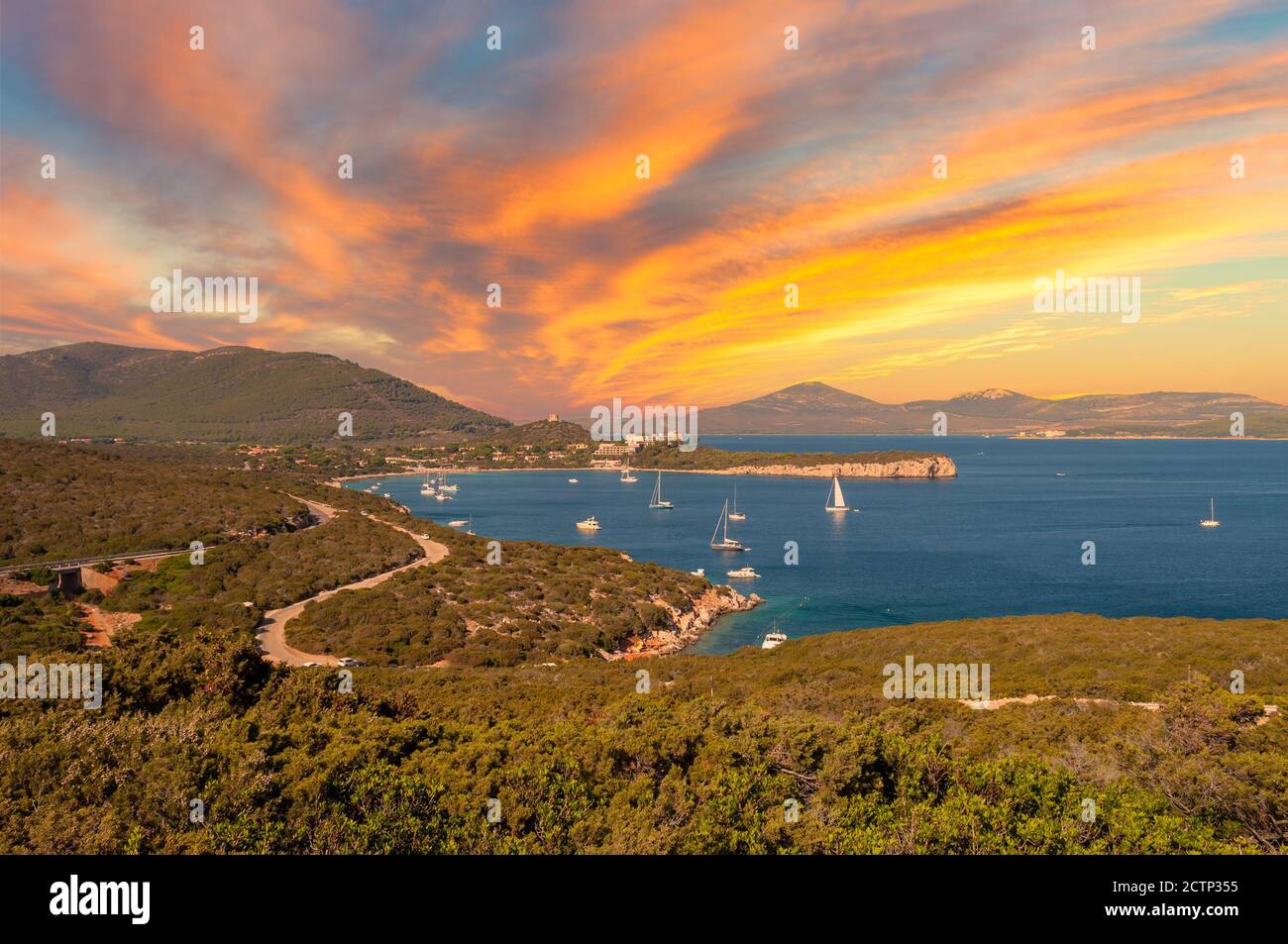 Landscape of sardinian coast of Capo Caccia, near the city of Alghero ...