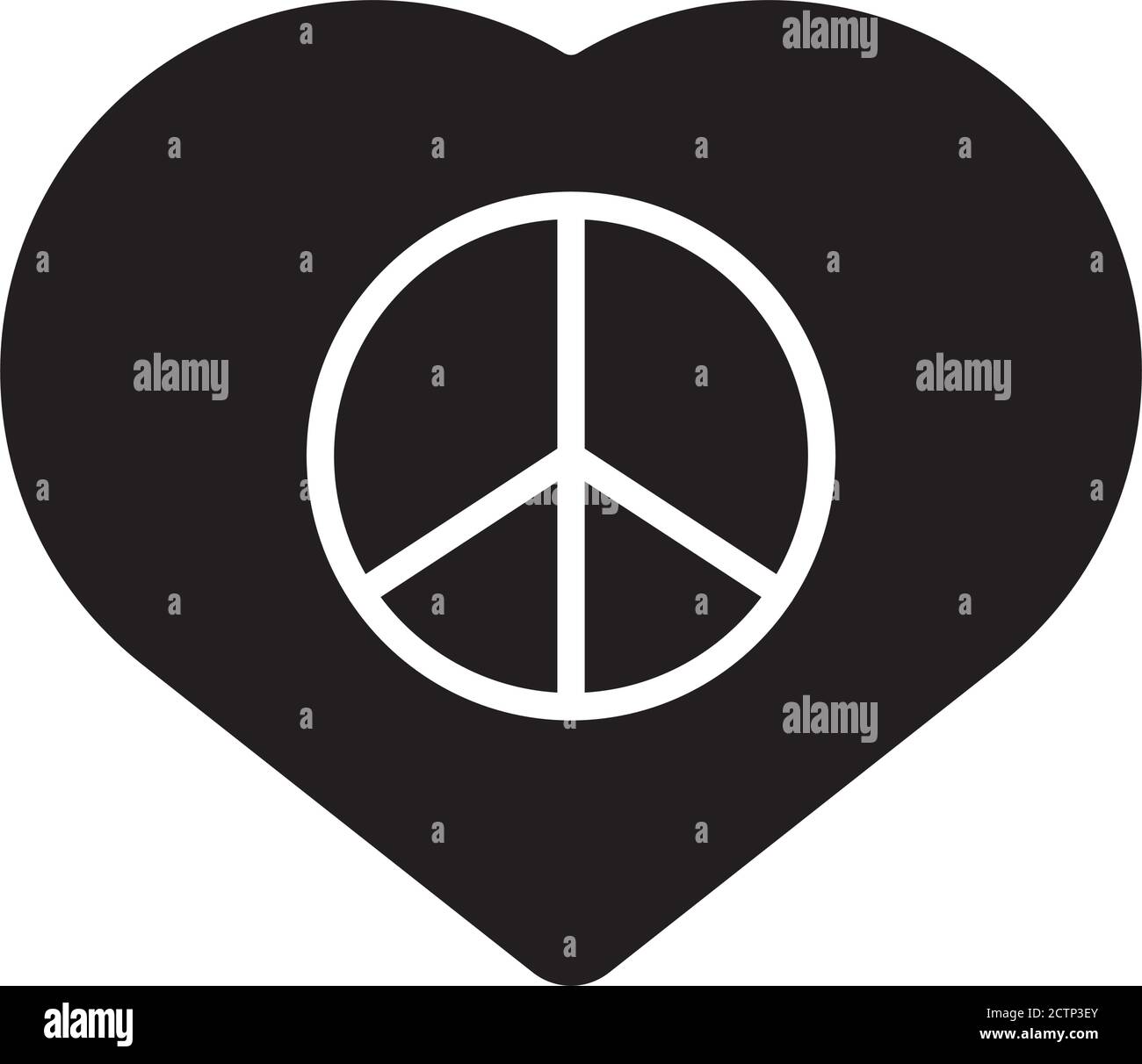 heart with peace symbol silhouette style icon vector illustration ...