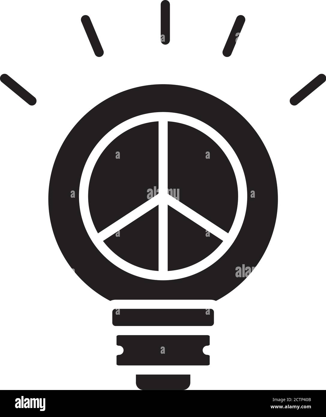 peace symbol in bulb silhouette style icon vector illustration design ...