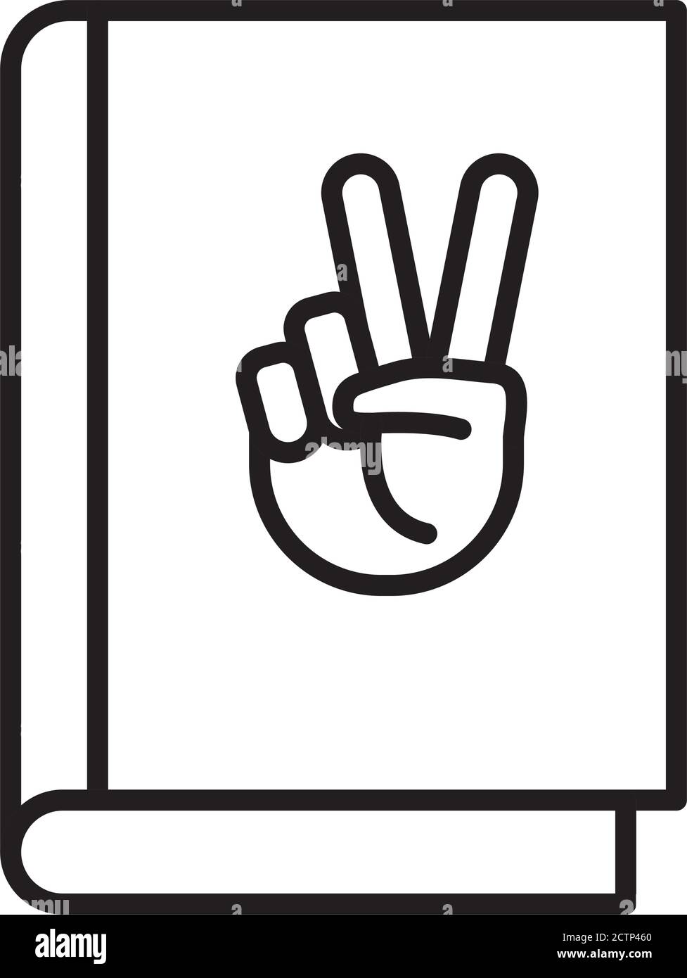 book with peace and love symbol line style icon vector illustration ...