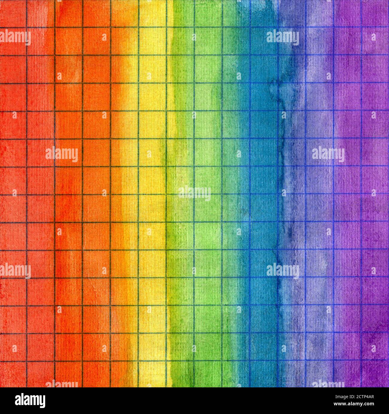 Abstract colorful striped rainbow watercolor background on math paper ...