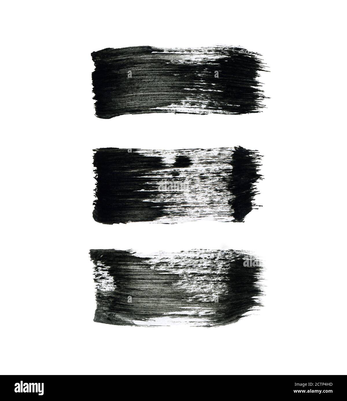 High resolution abstract black watercolor painted strokes isolated on ...