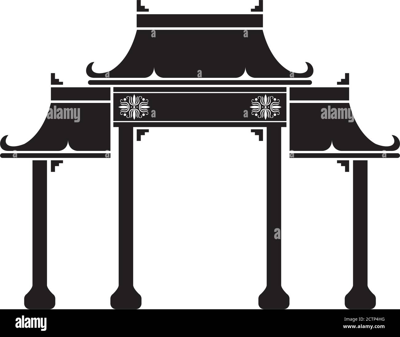 chinese portal monochrome flat style icon vector illustration design ...