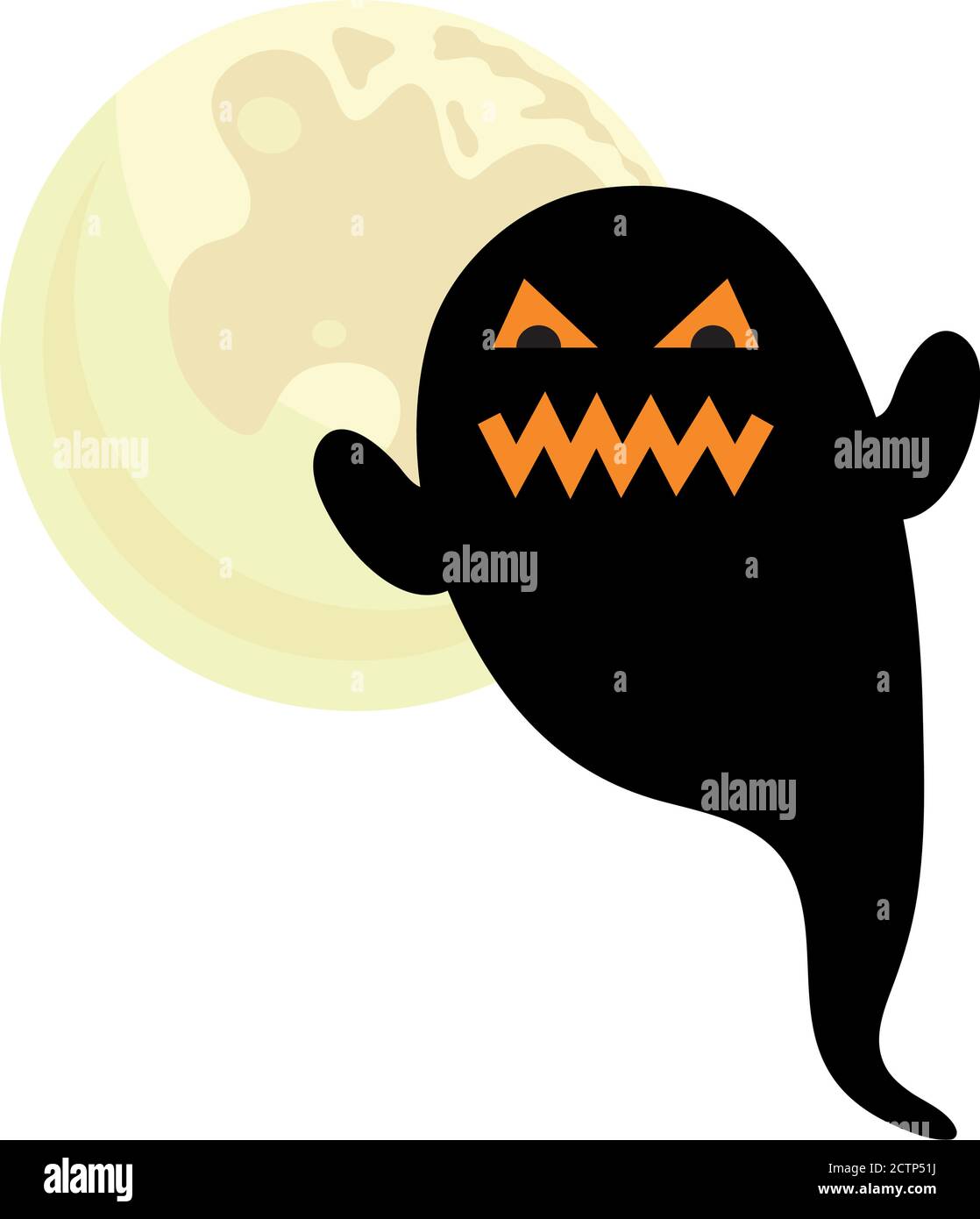 halloween ghost cartoon in front of moon vector design Stock Vector ...