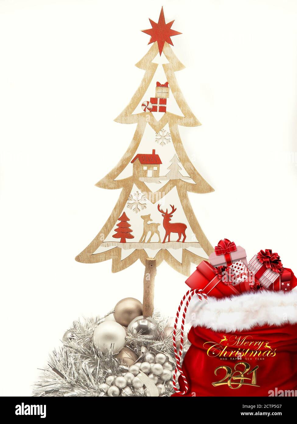 Festive background with merry Christmas and happy new year 2021 card ...