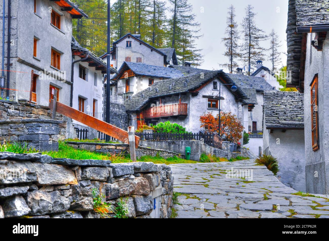 Old Rustic Alpine Village Bosco Gurin in Ticino, Switzerland Stock ...