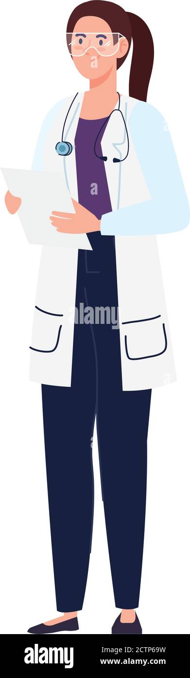 medical doctor woman with paper vector design Stock Vector Image & Art ...