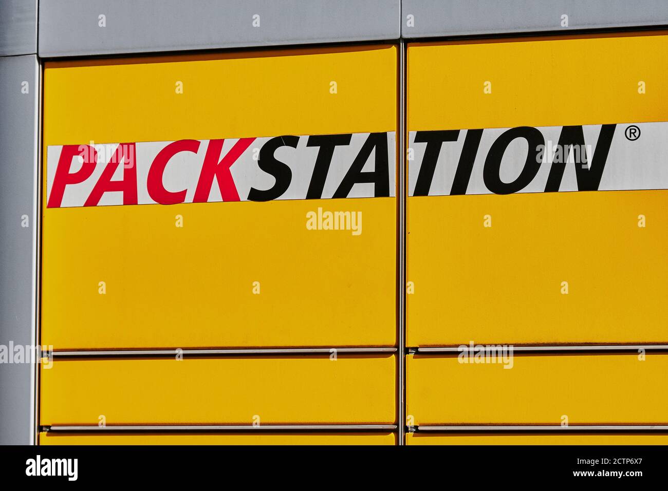 Berlin, Germany - September 17, 2020: DHL lockers for parcels that the ...