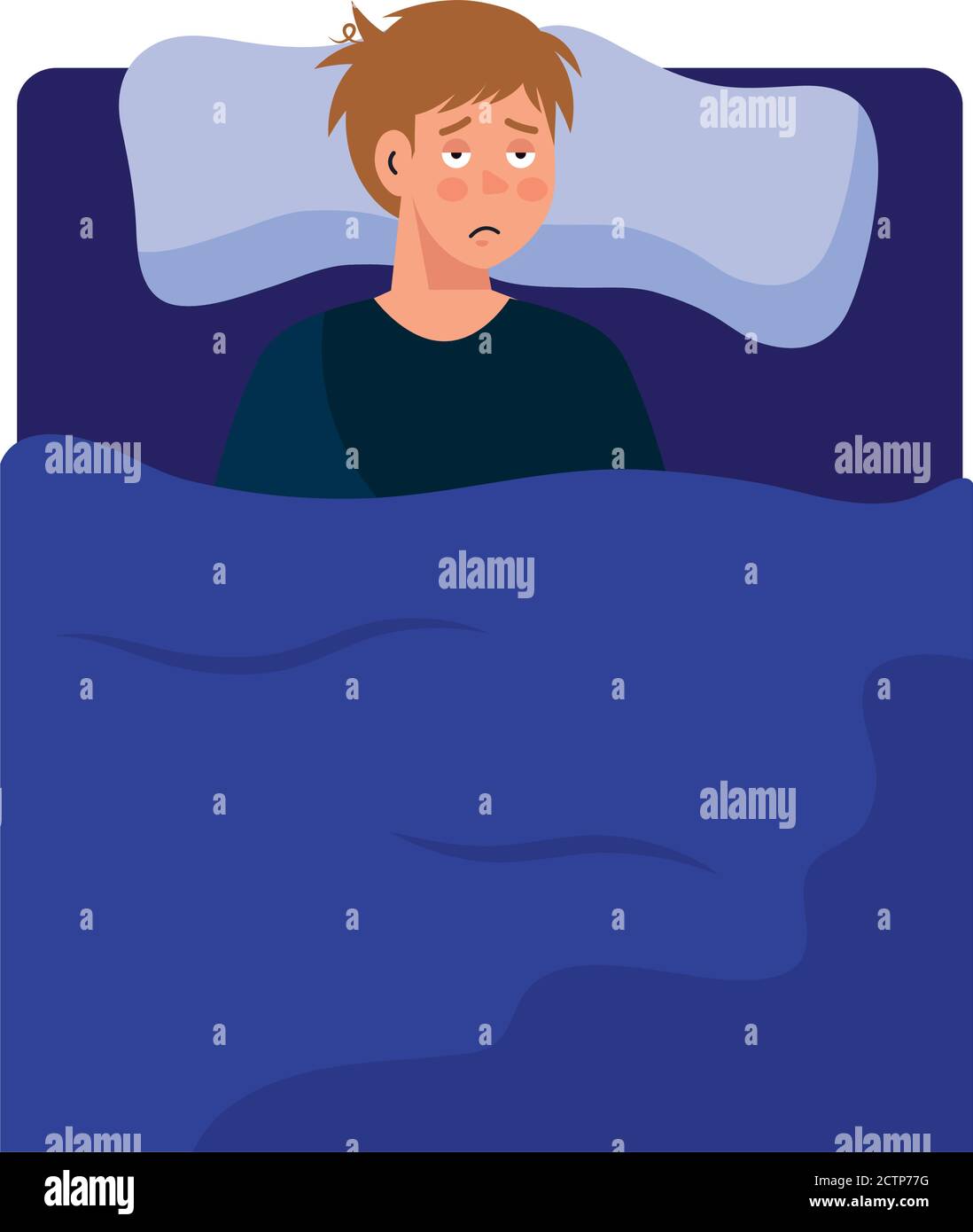 man cartoon with insomnia in bed vector design Stock Vector Image & Art ...