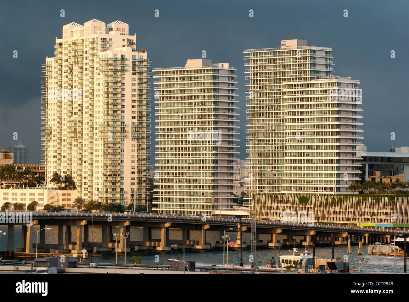The sunset colored residential buildings in Miami Beach (Florida Stock ...