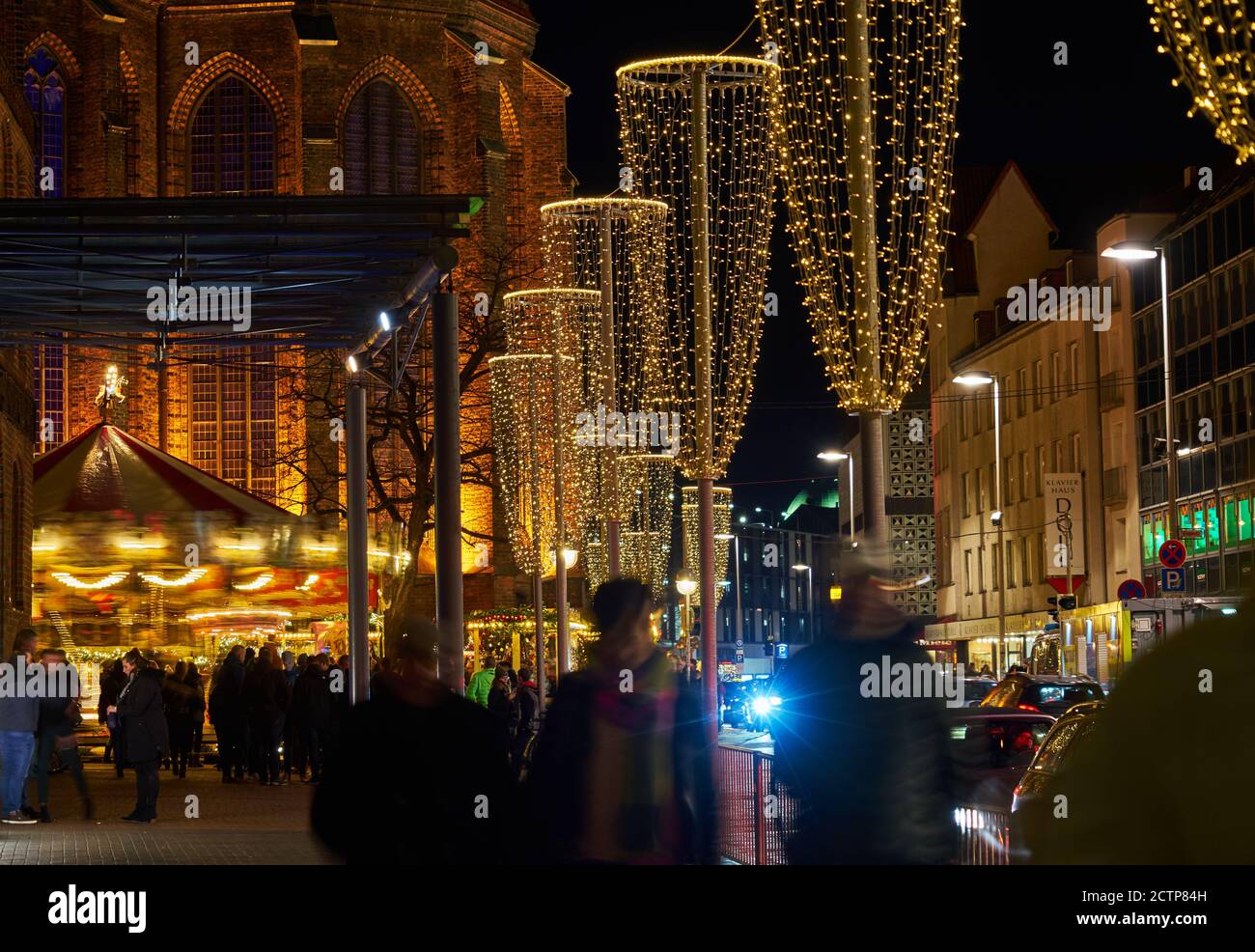 Hanover, Germany, December 21., 2019: Christmas illumination in front ...