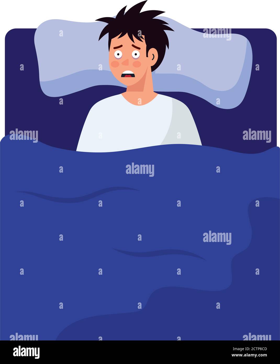 man cartoon with insomnia in bed vector design Stock Vector Image & Art ...