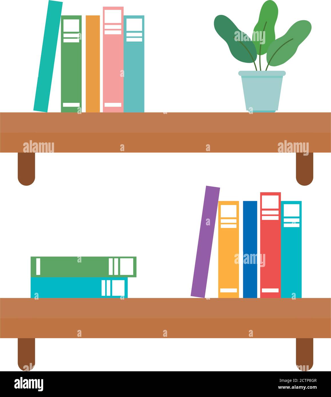 Shelf with books and plant vector design Stock Vector Image & Art - Alamy