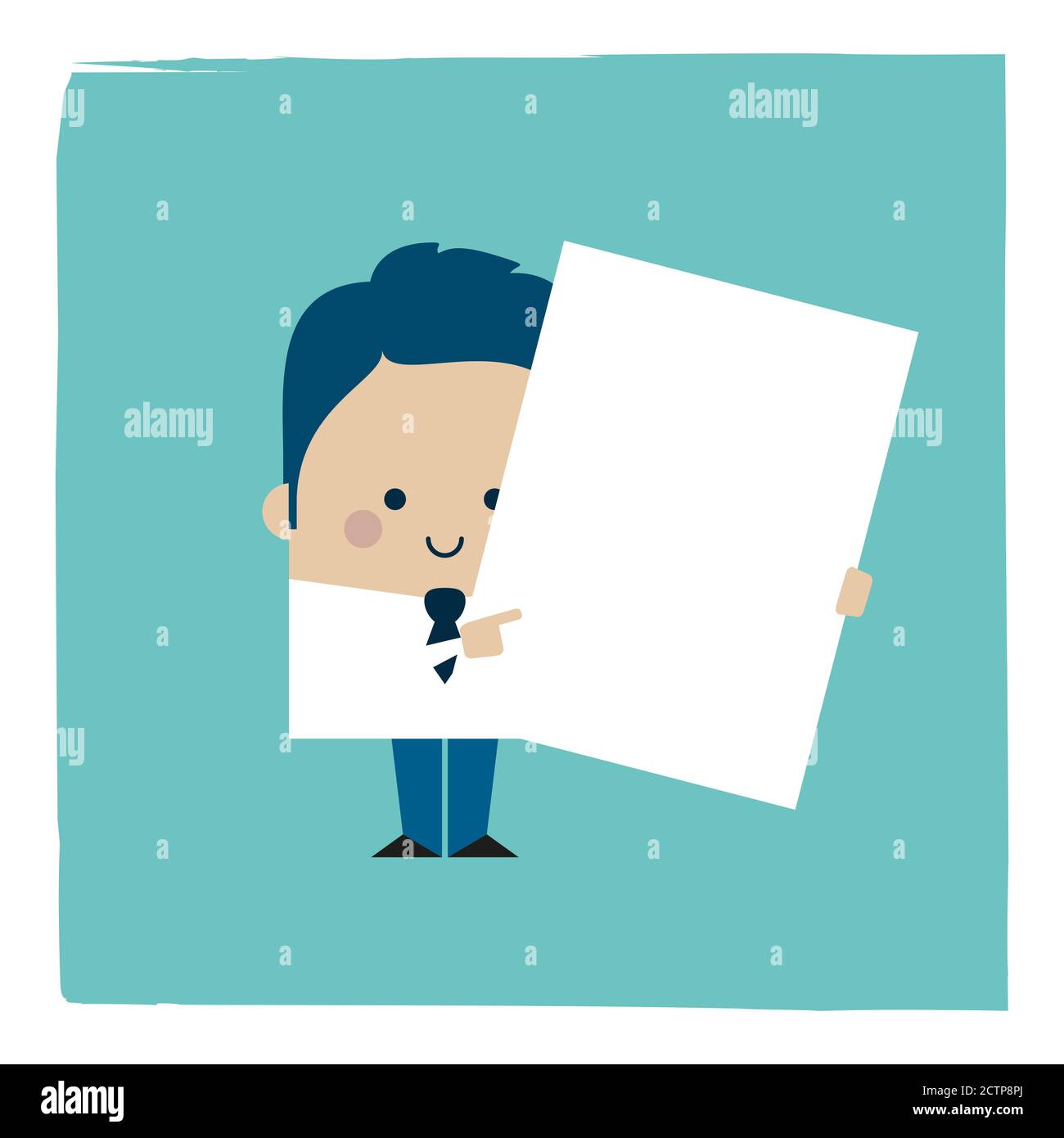 Illustration of businessman holding a paper sheet Stock Photo - Alamy