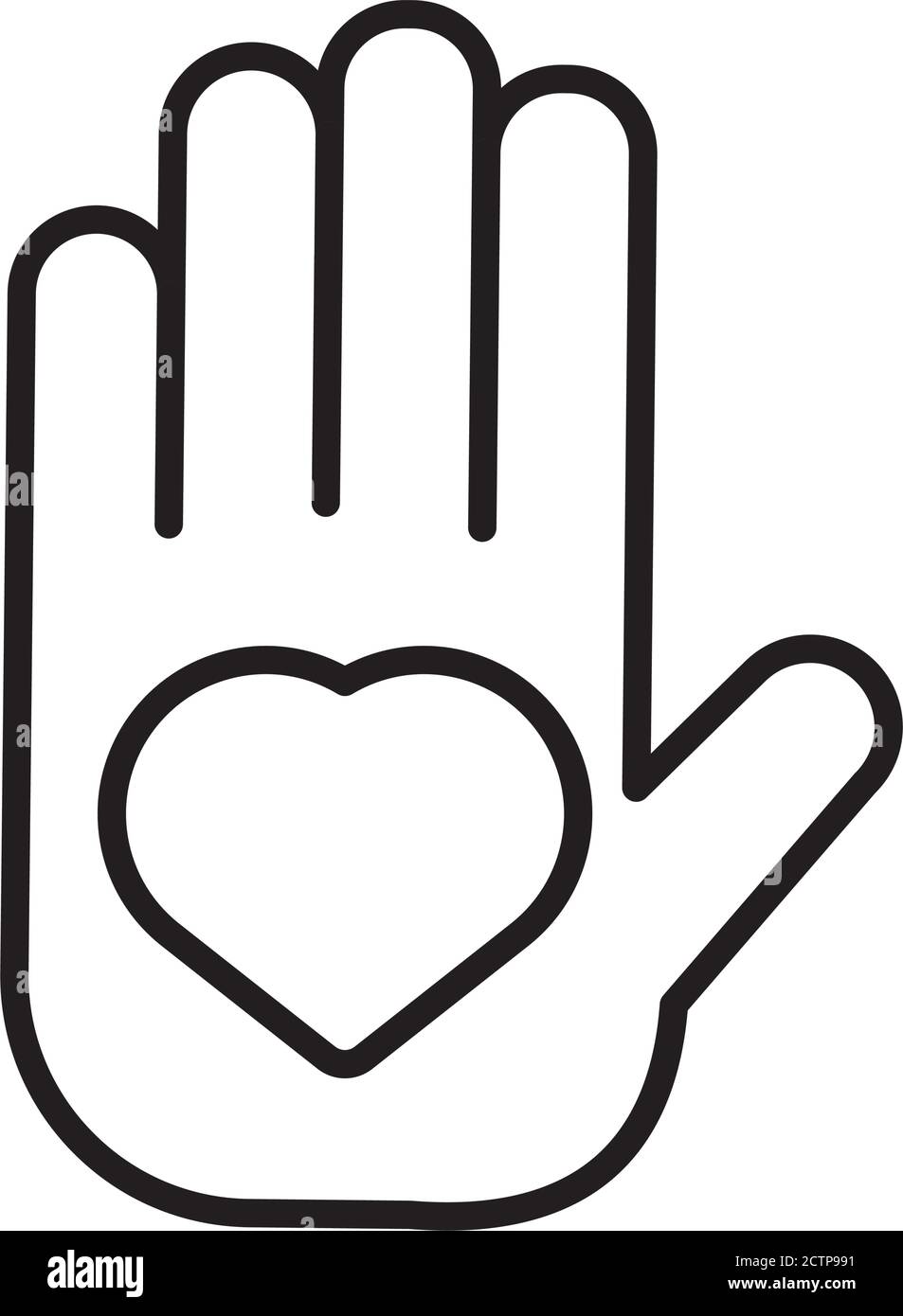 hand with heart love symbol line style icon vector illustration design ...