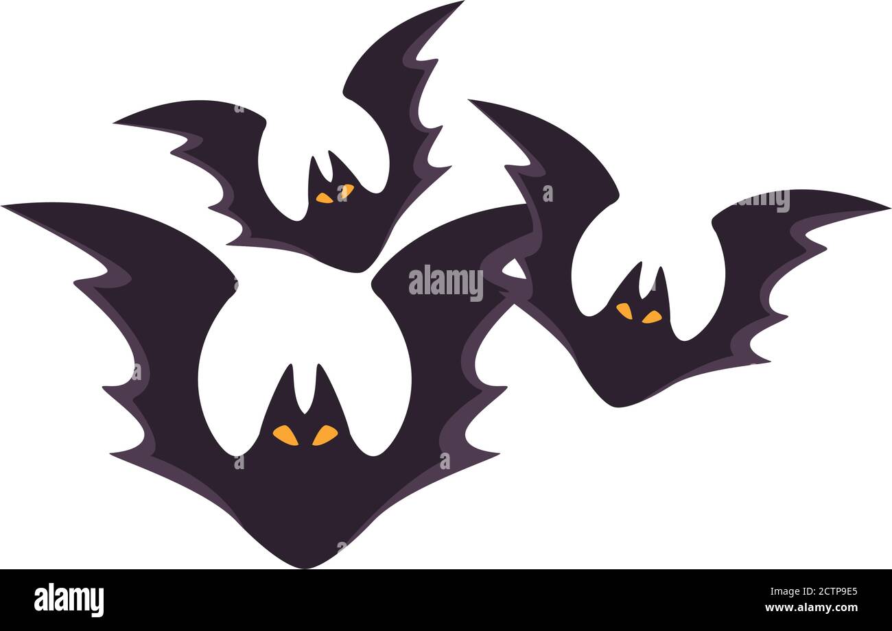 halloween bats flying isolated icons vector illustration design Stock ...