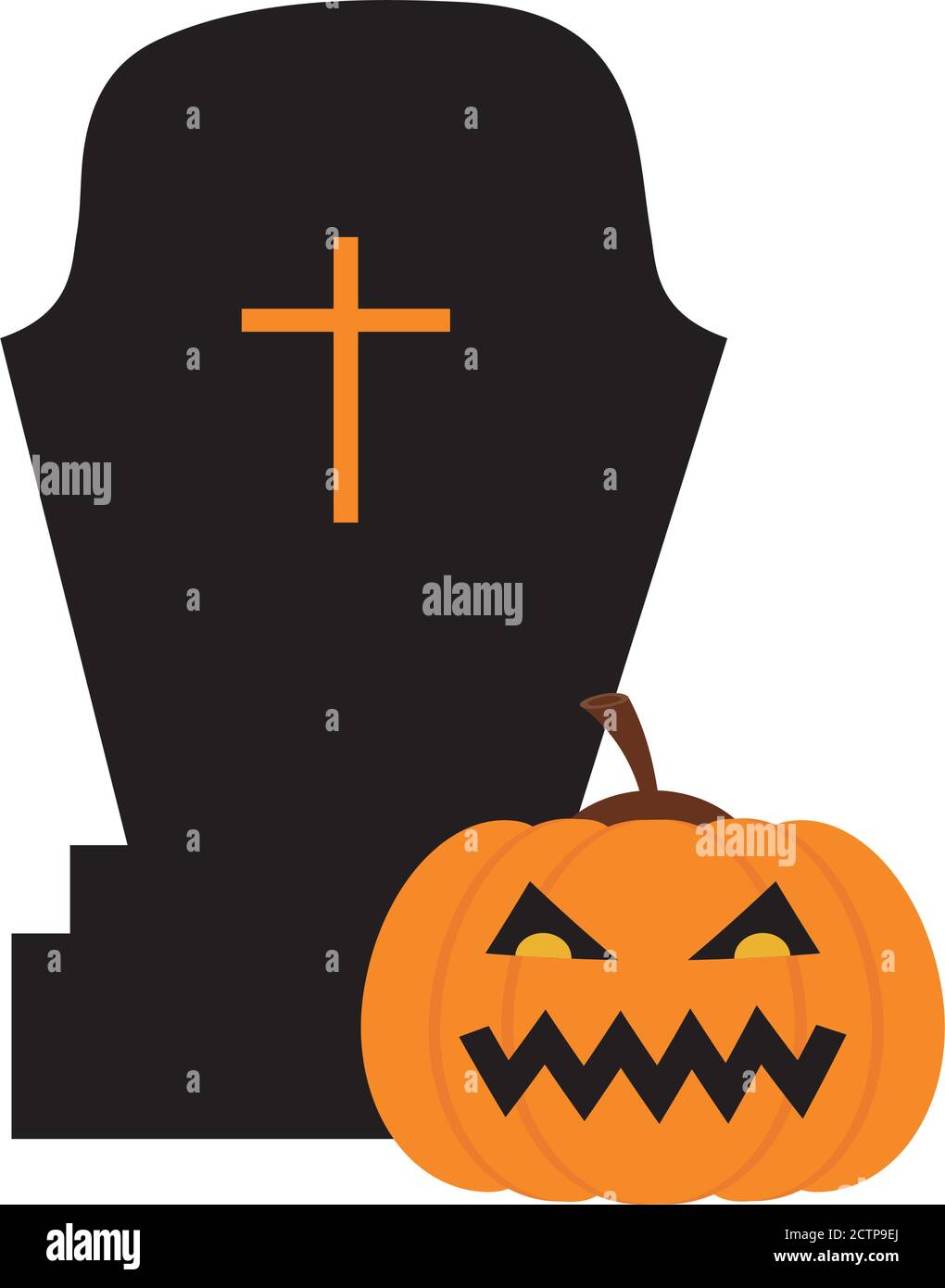 halloween pumpkin cartoon and grave vector design Stock Vector Image ...
