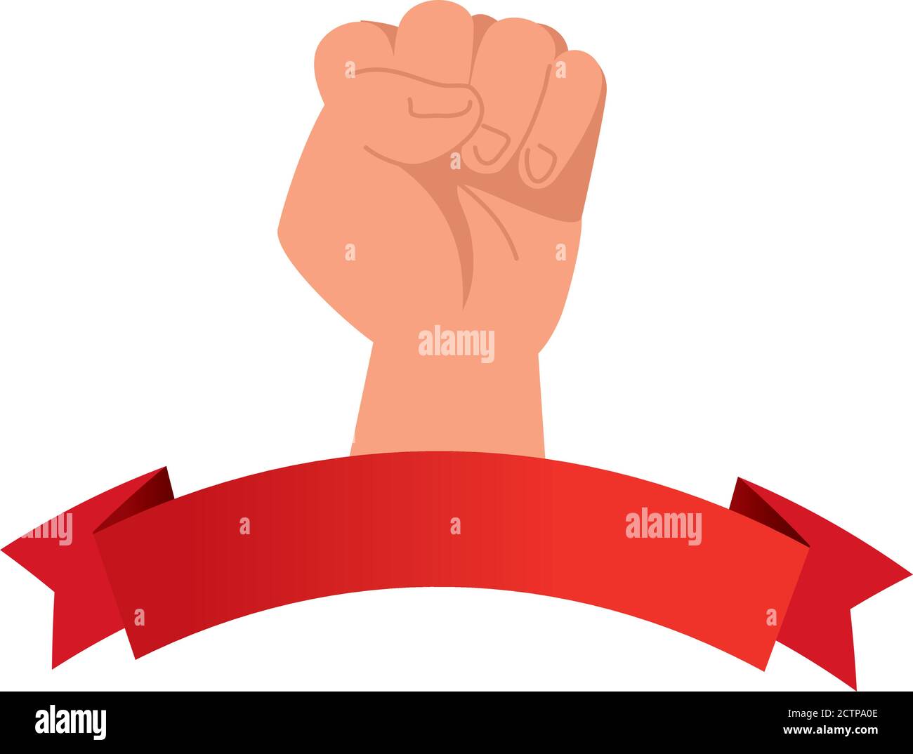 fist hand up power sign with ribbon vector design Stock Vector Image ...