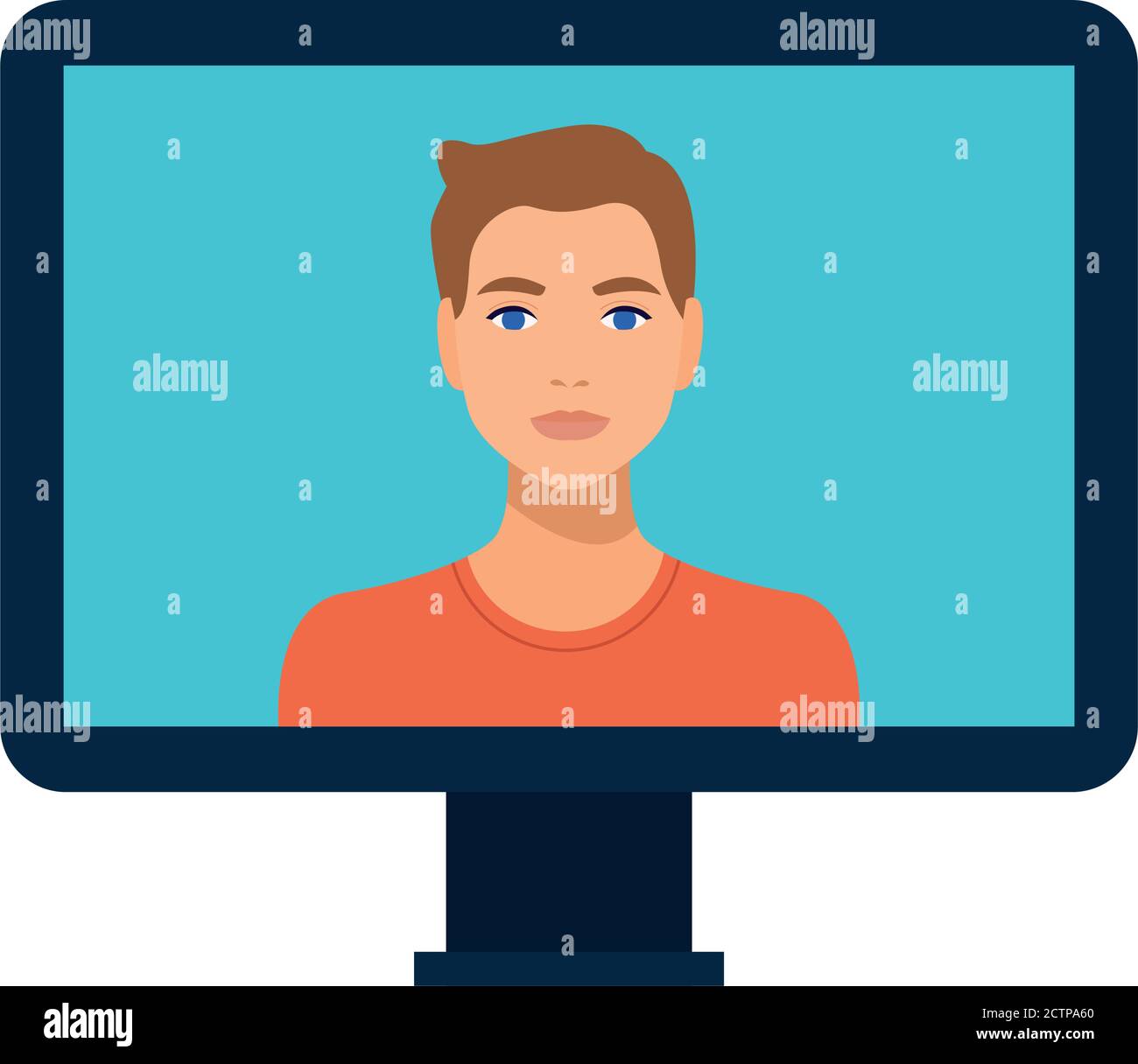 man avatar character in desktop vector illustration design Stock Vector ...