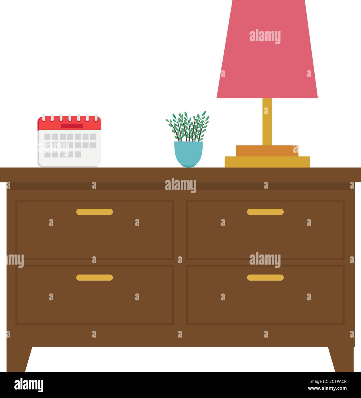 lamp calendar and plant on furniture vector design Stock Vector Image ...
