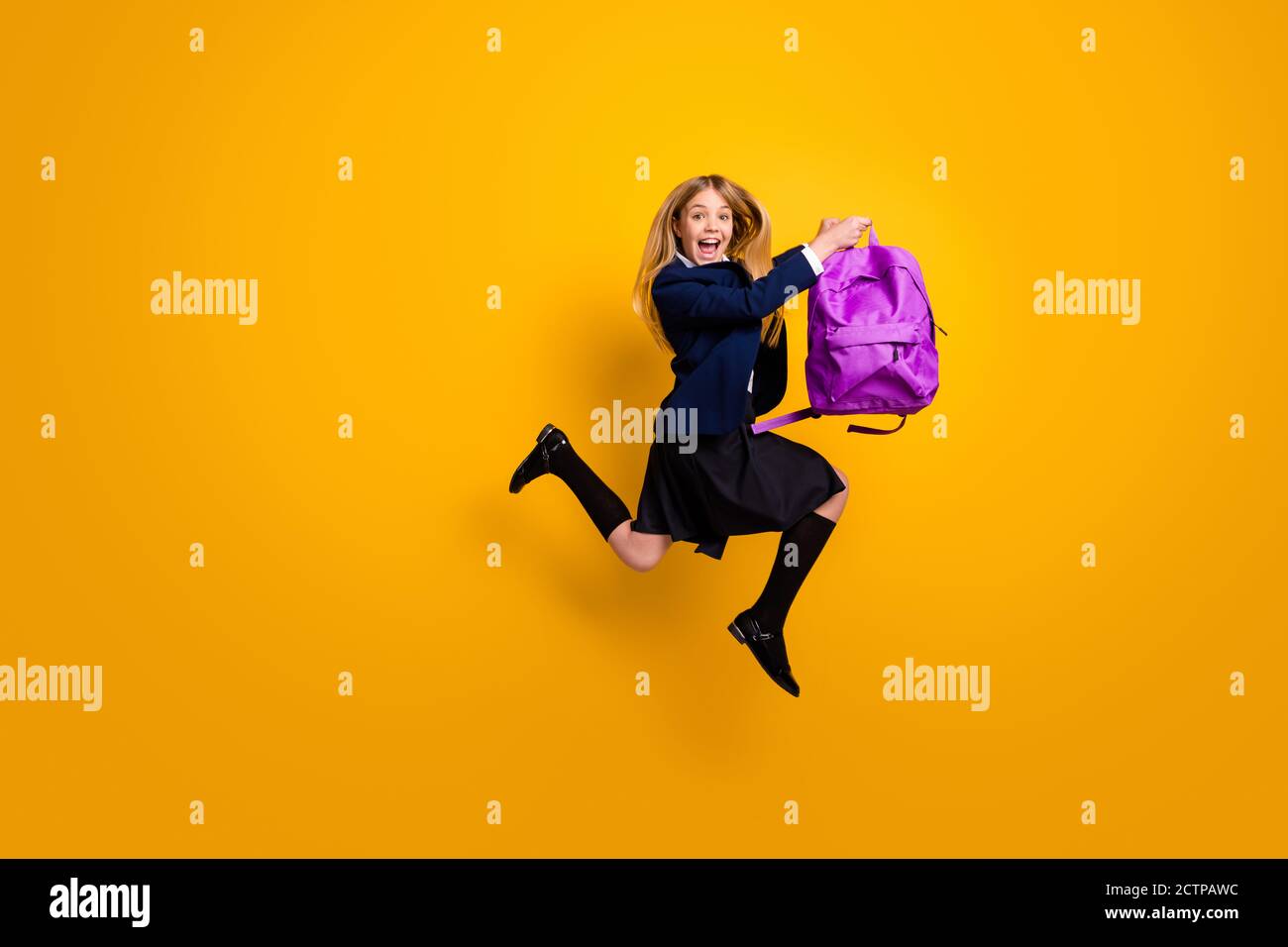 Full length body size view of nice small little cheerful cheery crazy ...