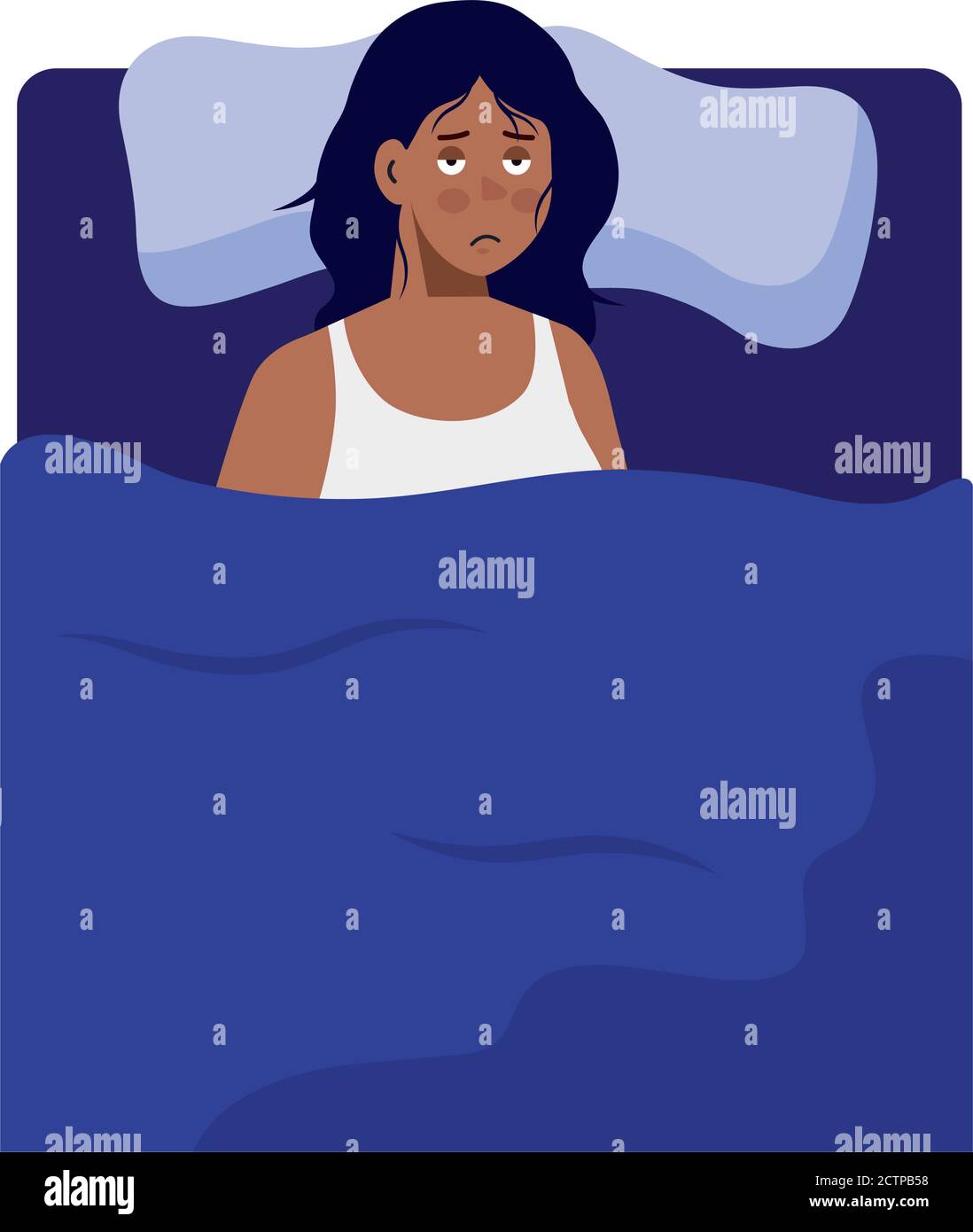 woman cartoon with insomnia in bed vector design Stock Vector Image ...