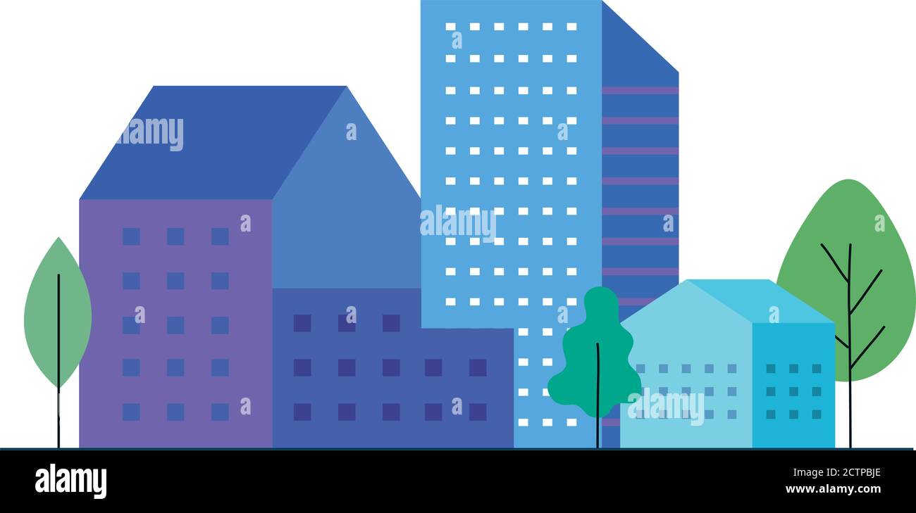 city buildings with trees vector design Stock Vector Image & Art - Alamy