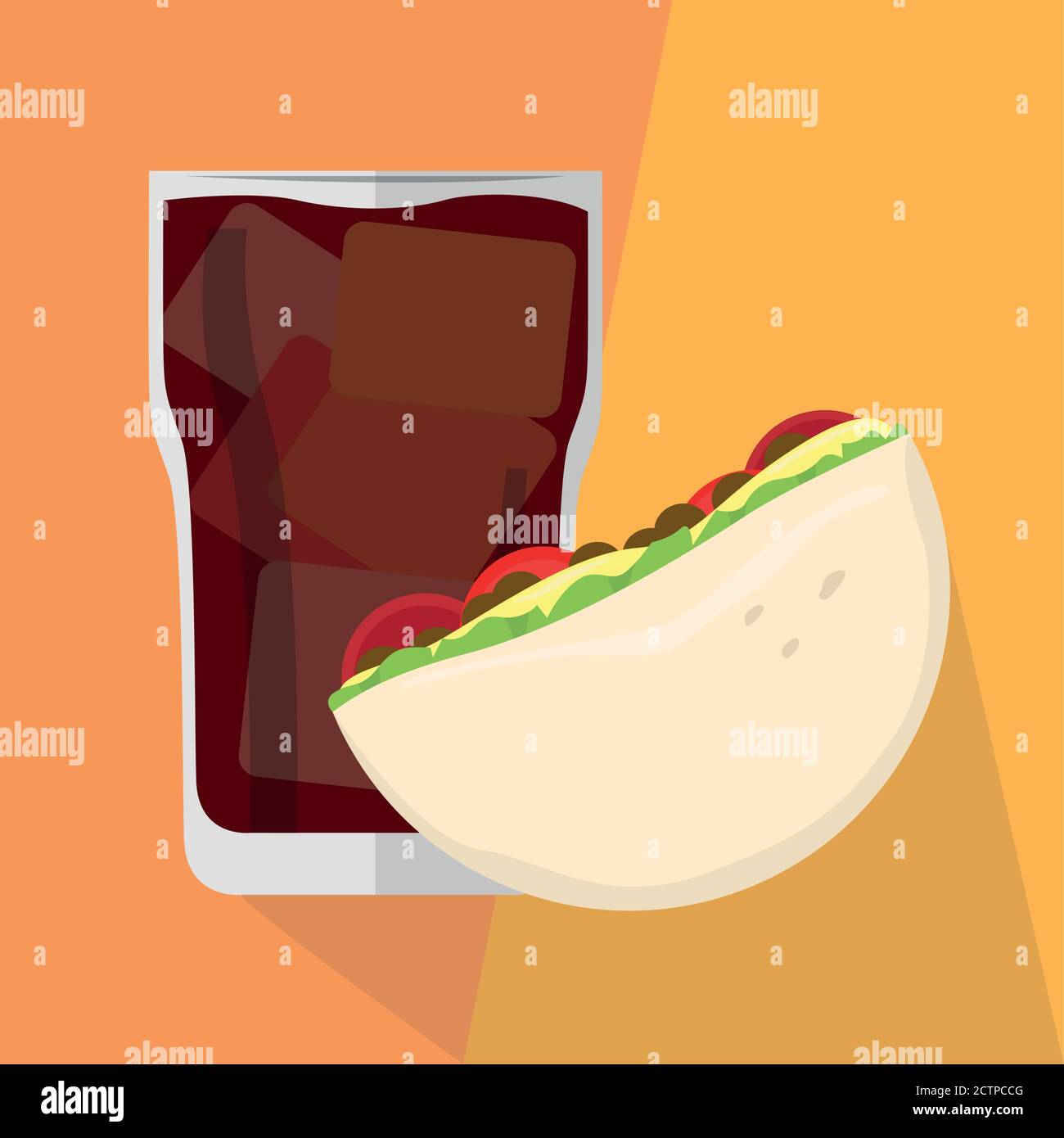 Taco and soda glass. Mexican fast food - Vector Stock Vector Image ...