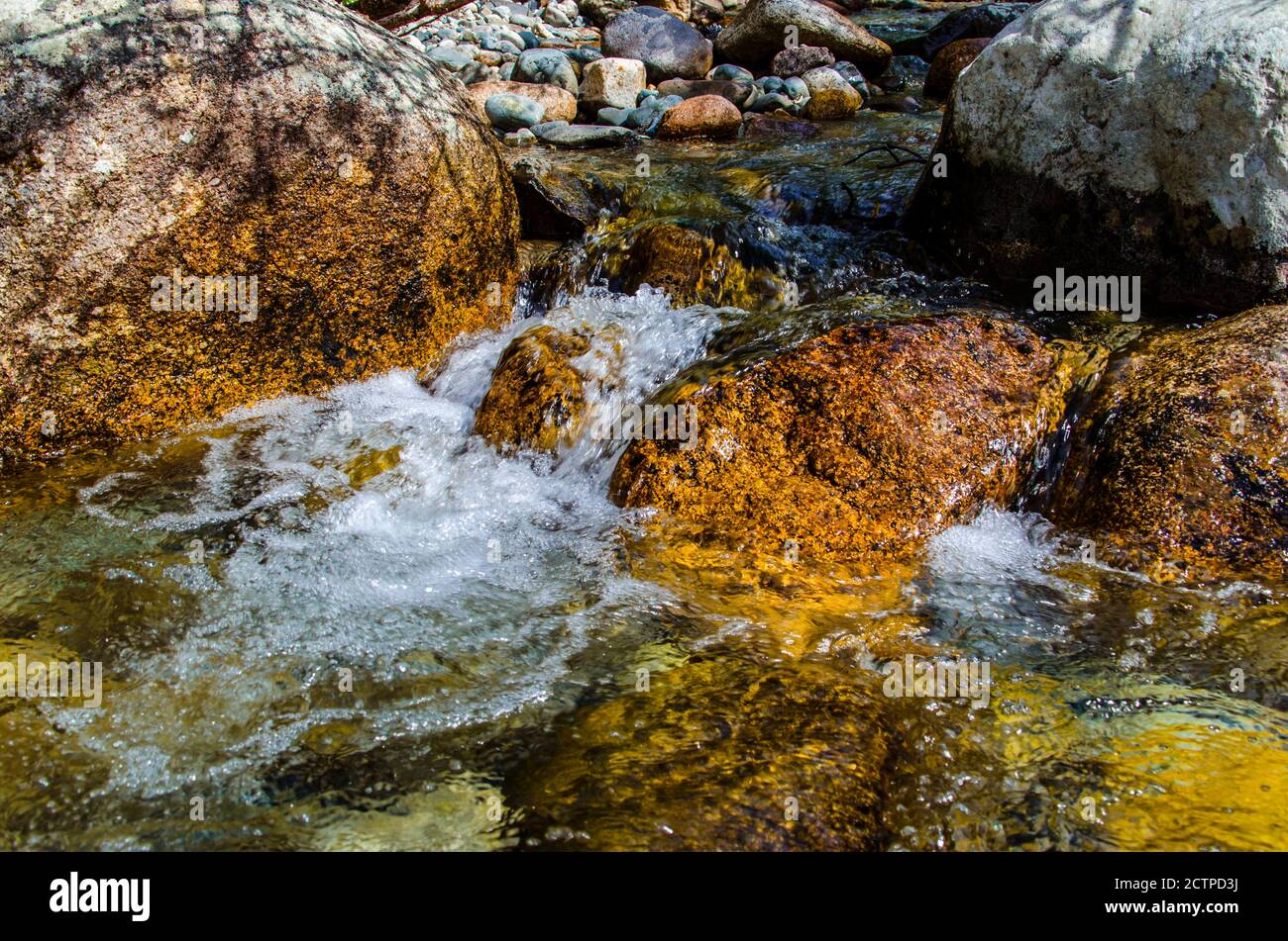 in summer rocky mountain river water silk. mountain river Stock Photo ...