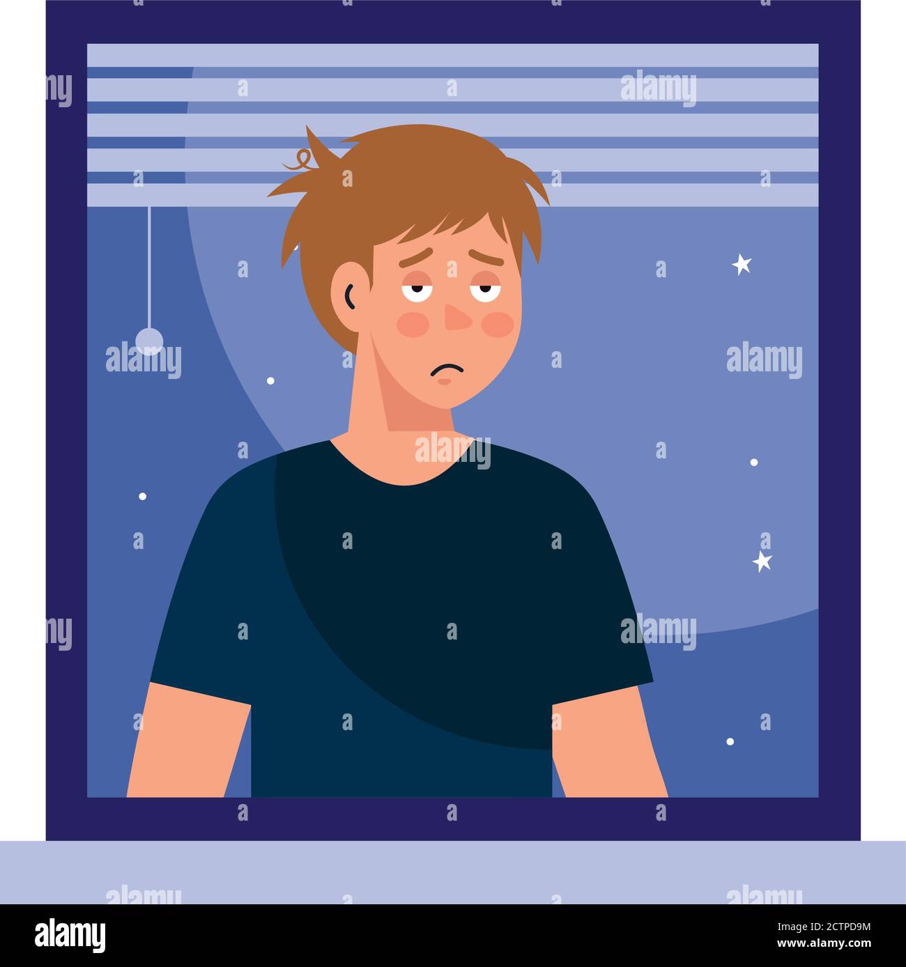 man cartoon with insomnia in window vector design Stock Vector Image ...