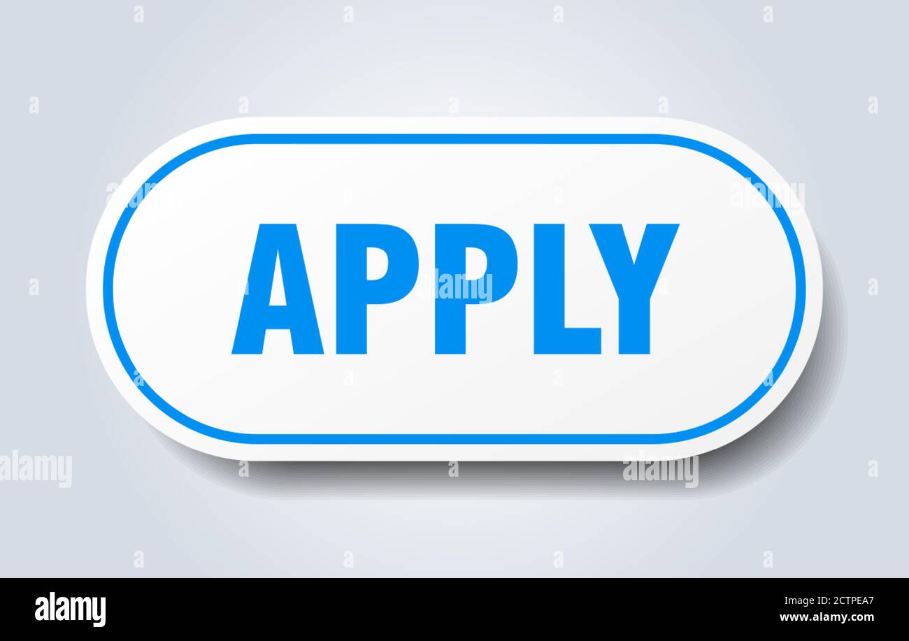 apply sign. rounded isolated sticker. white button Stock Vector Image ...