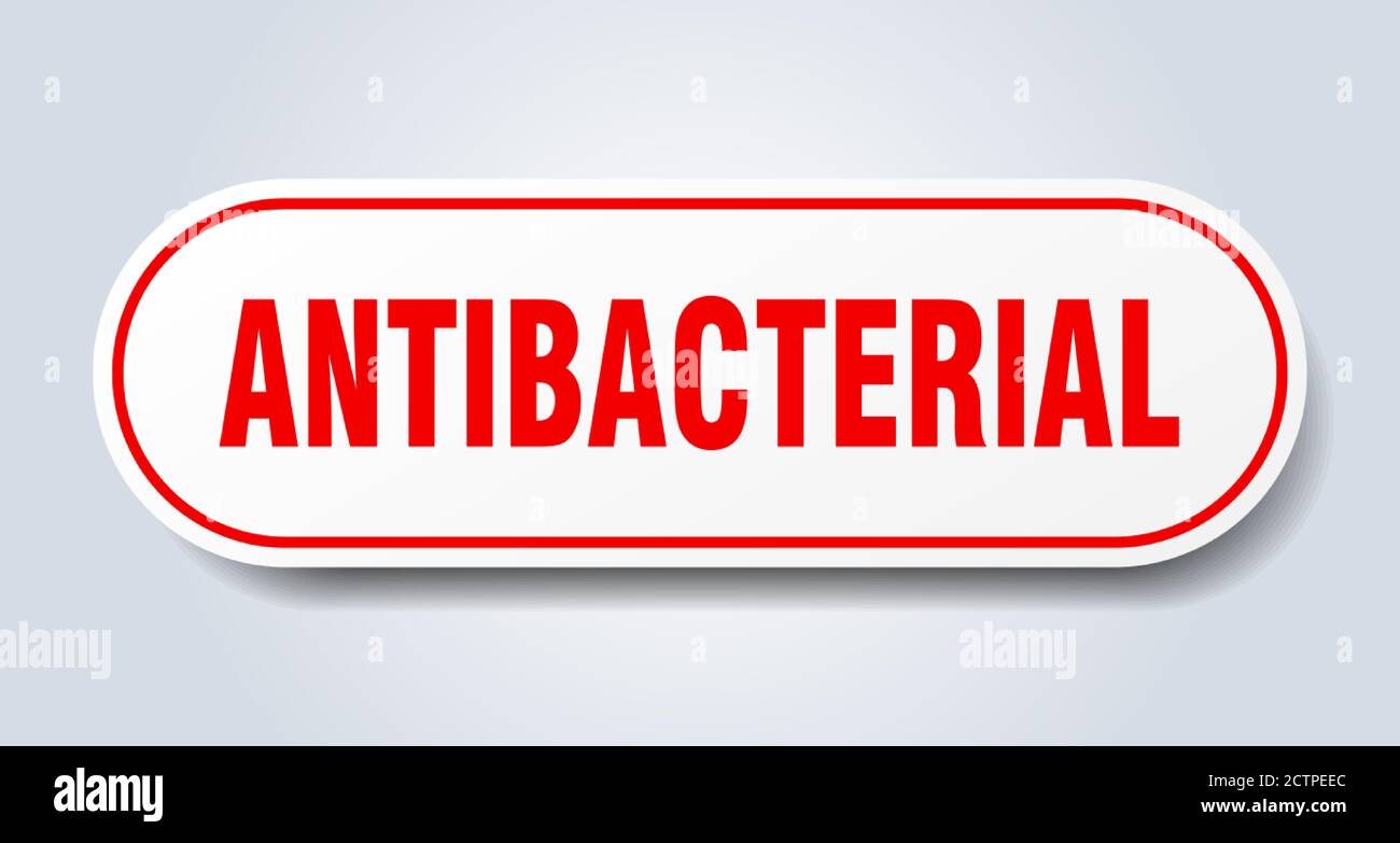 antibacterial sign. rounded isolated sticker. white button Stock Vector ...