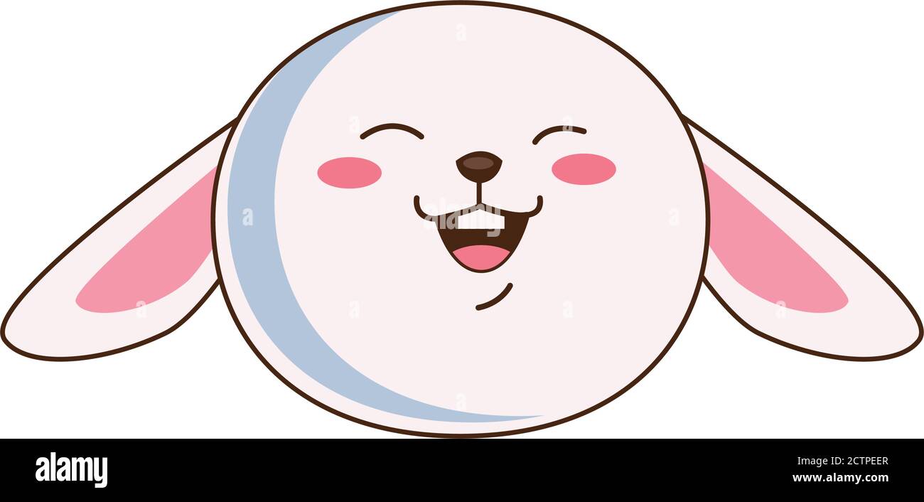 cute little rabbit funny head character vector illustration design ...