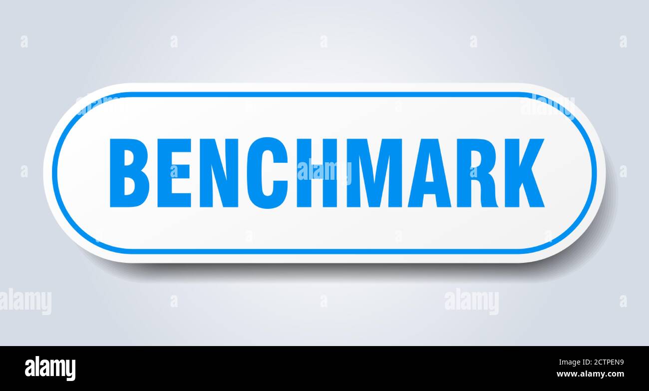 benchmark sign. rounded isolated sticker. white button Stock Vector ...