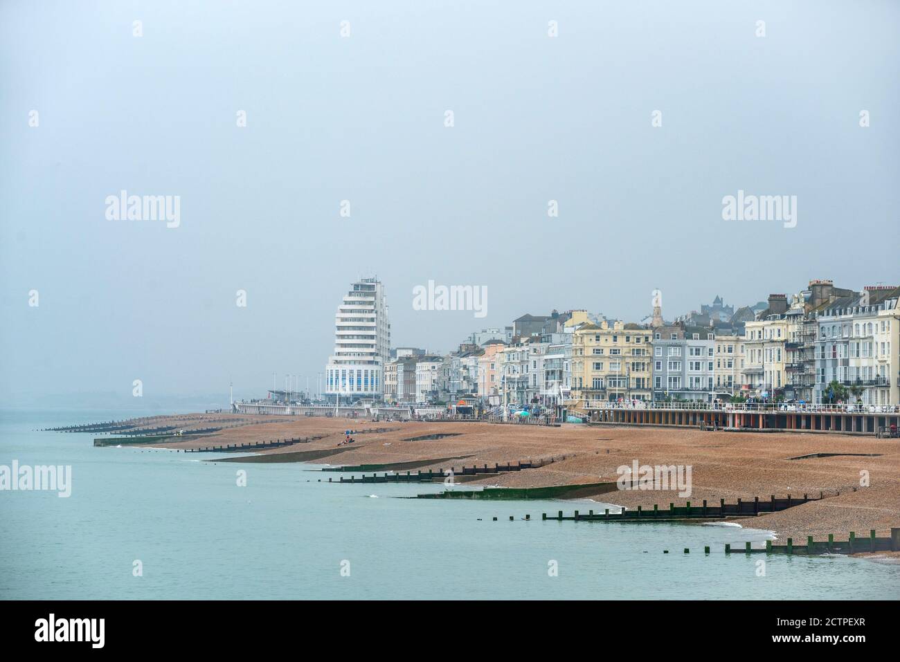The seafront in St Leonards, in East Sussex, dominated by Marine Court ...