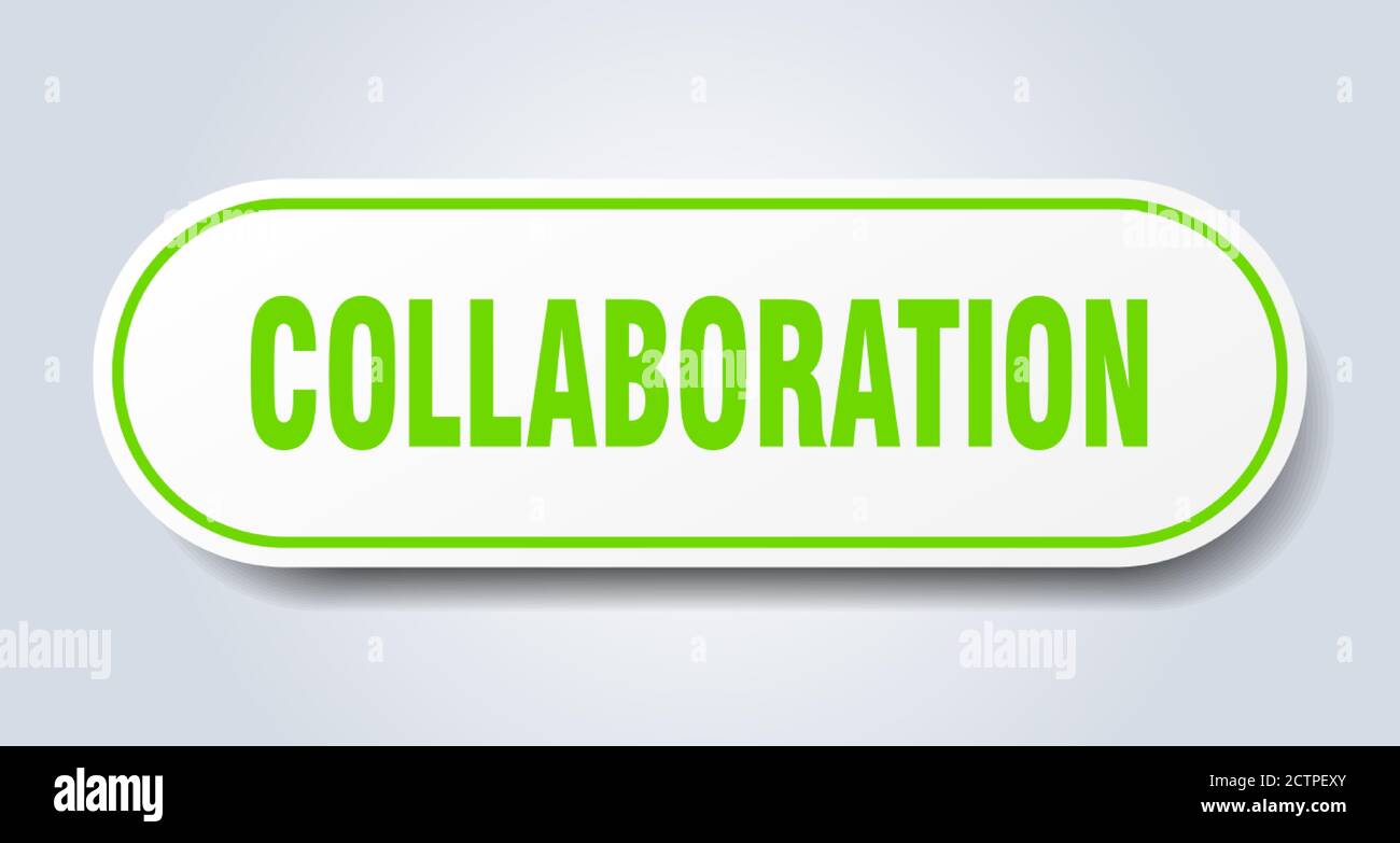 collaboration sign. rounded isolated sticker. white button Stock Vector ...