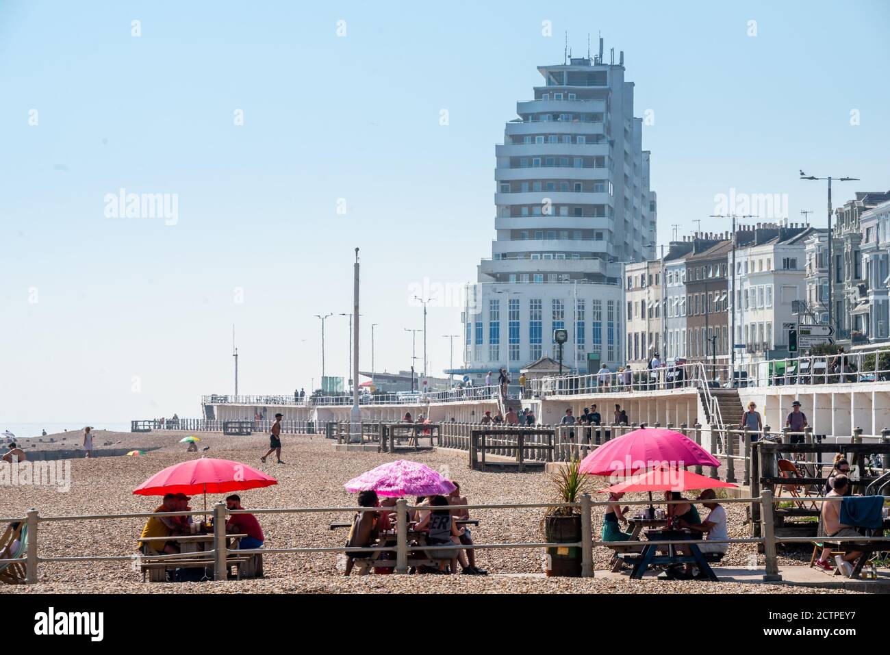 The seafront in St Leonards, in East Sussex, dominated by Marine Court ...