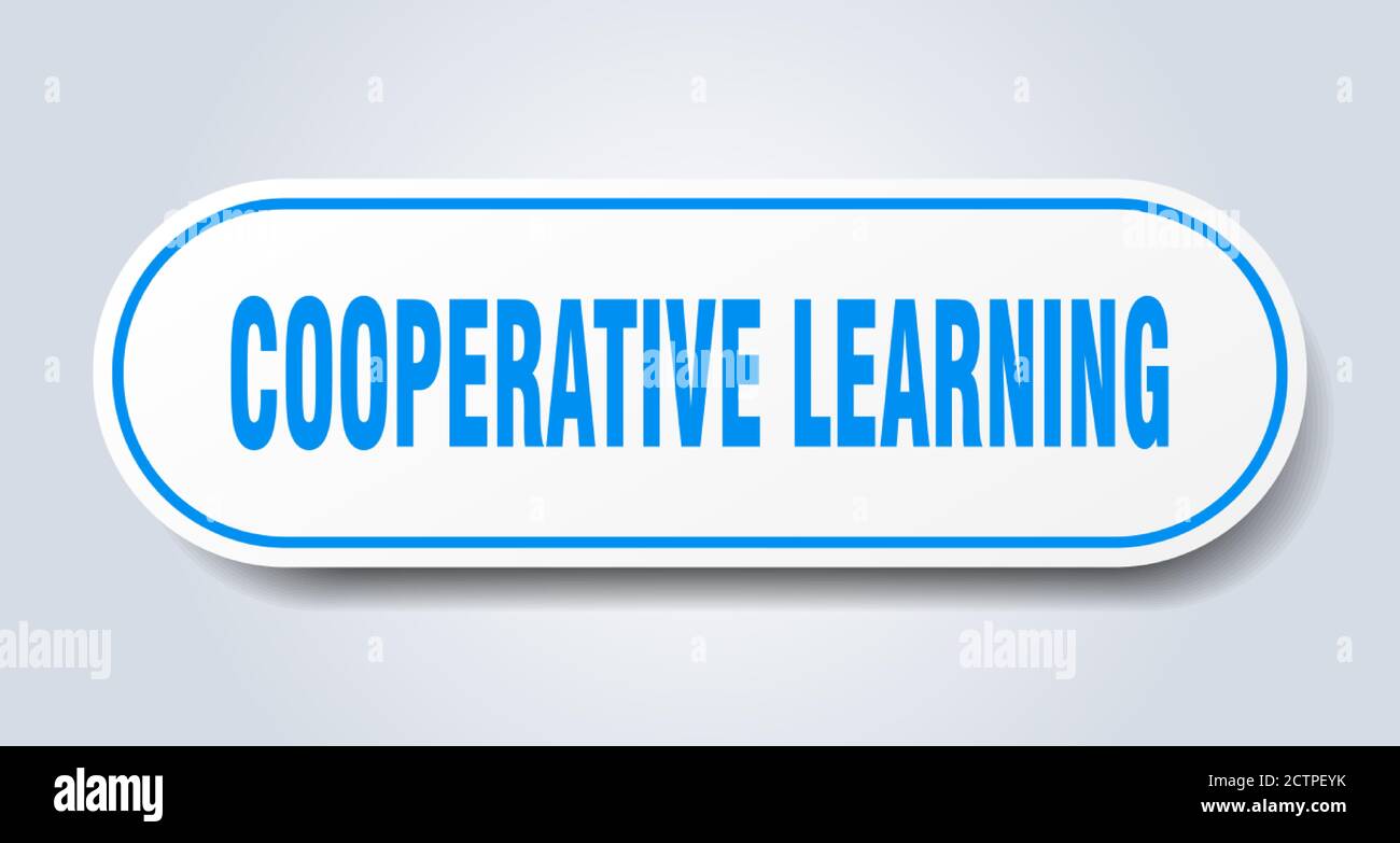 cooperative learning sign. rounded isolated sticker. white button Stock ...