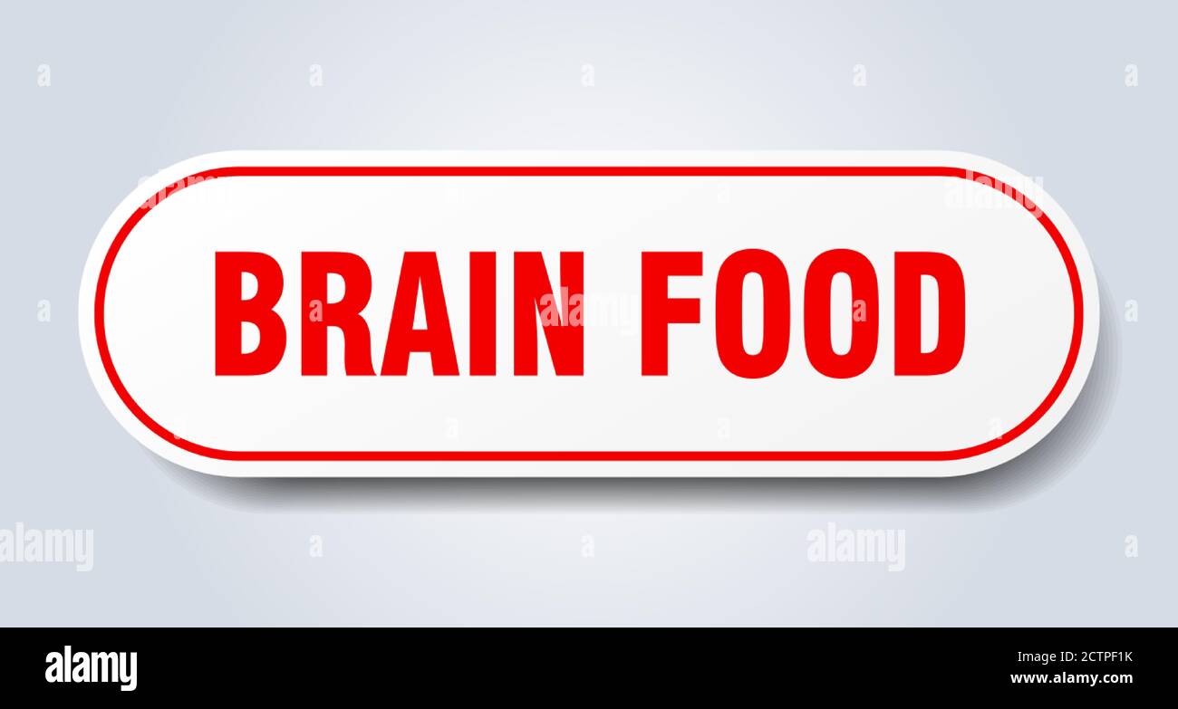 brain food sign. rounded isolated sticker. white button Stock Vector ...