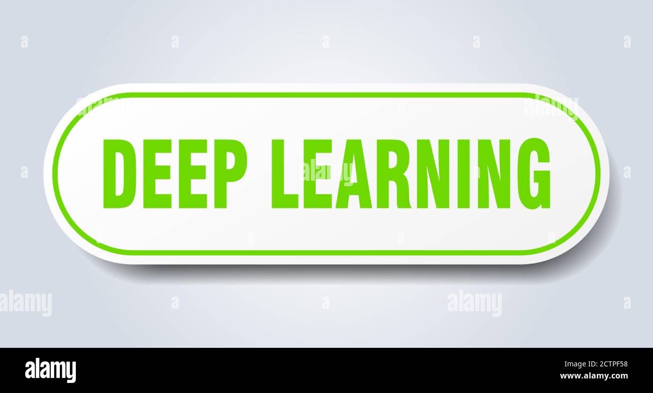 deep learning sign. rounded isolated sticker. white button Stock Vector ...