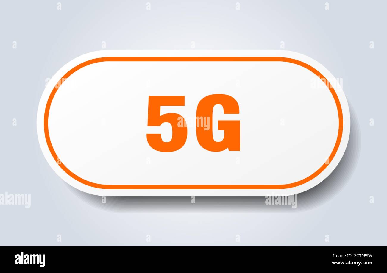 5g sign. rounded isolated sticker. white button Stock Vector Image ...