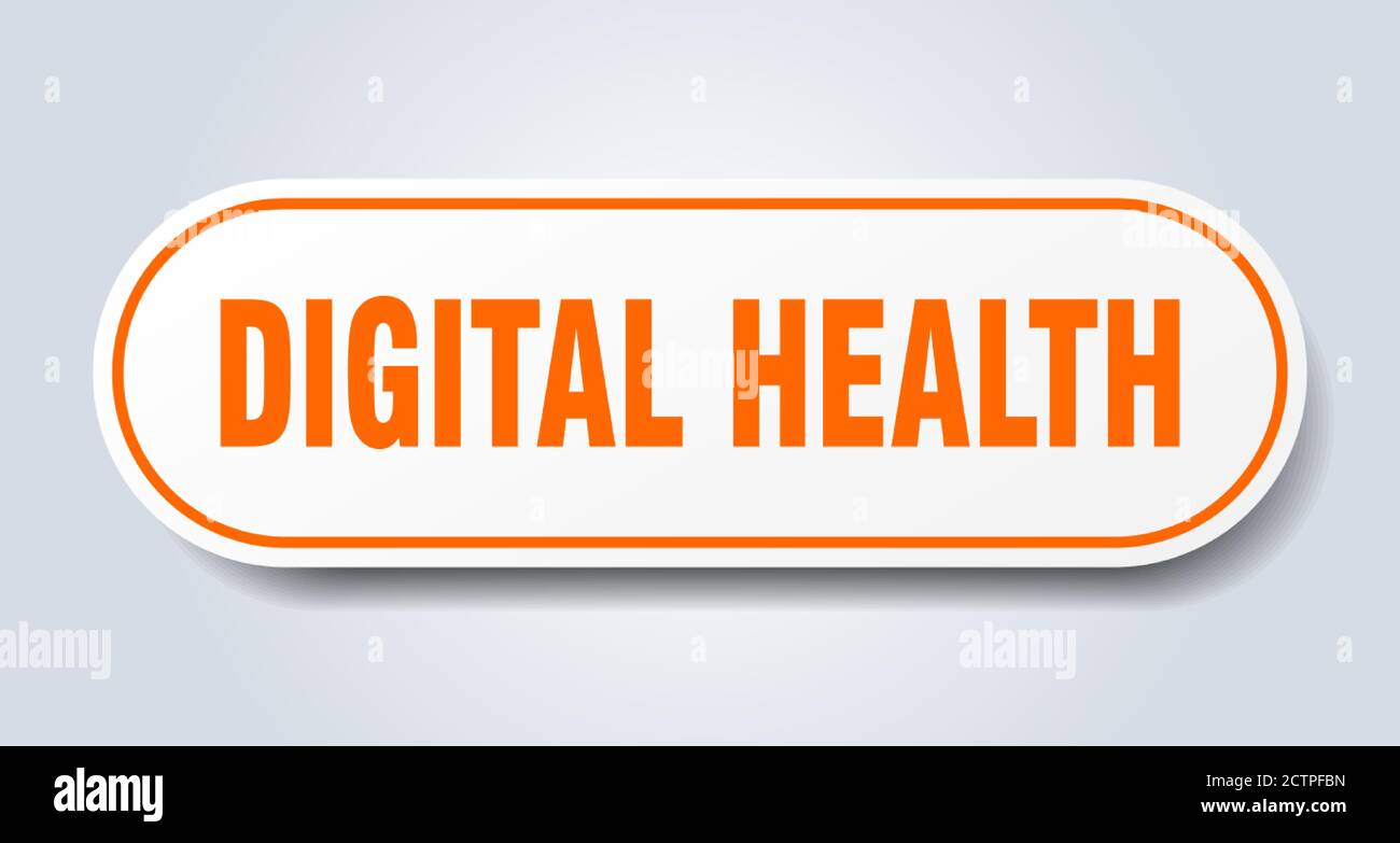 digital health sign. rounded isolated sticker. white button Stock ...